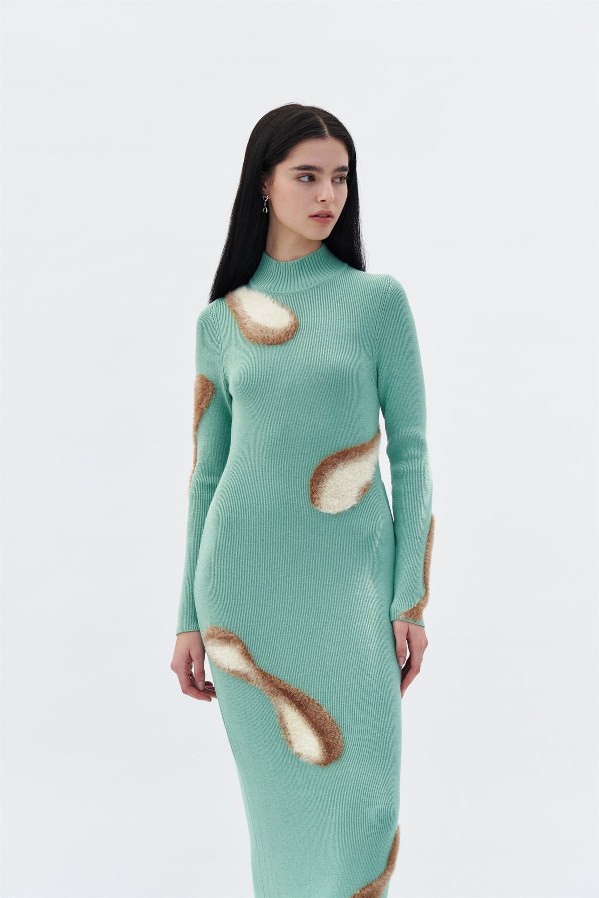 SIMBA MIXED MEDIA LONG SLEEVE MAXI DRESS WITH SIDE ZIP – PH5